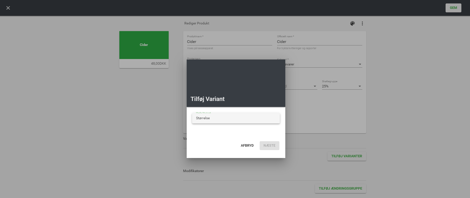 Variants, Modifiers, and Menus
